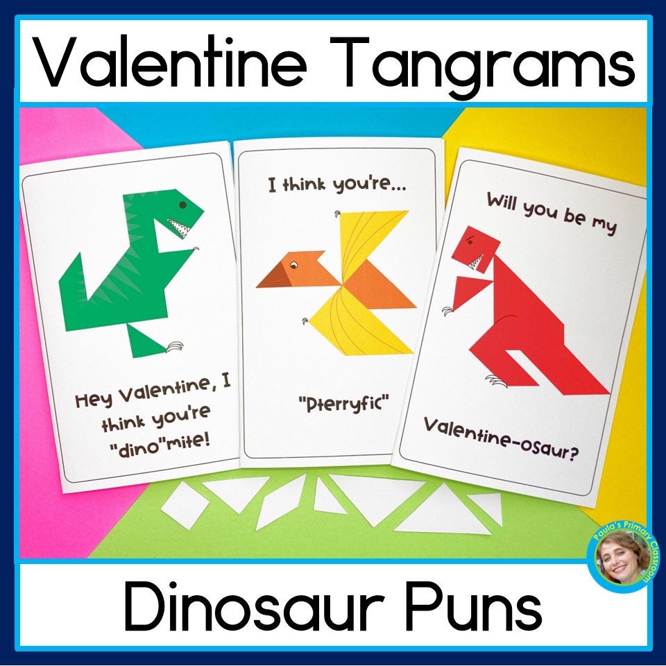 Valentines Day Cards for Students | Printable Dinosaur Tangram Puzzles ...