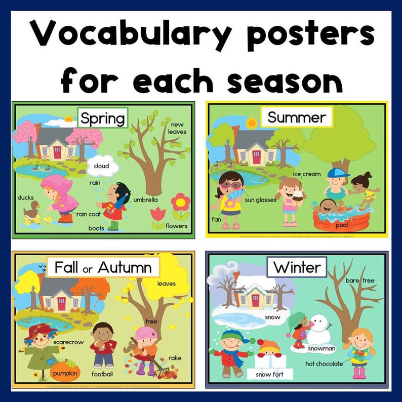 Four Seasons Sort Worksheets Vocabulary Posters Sorting Objects Into ...