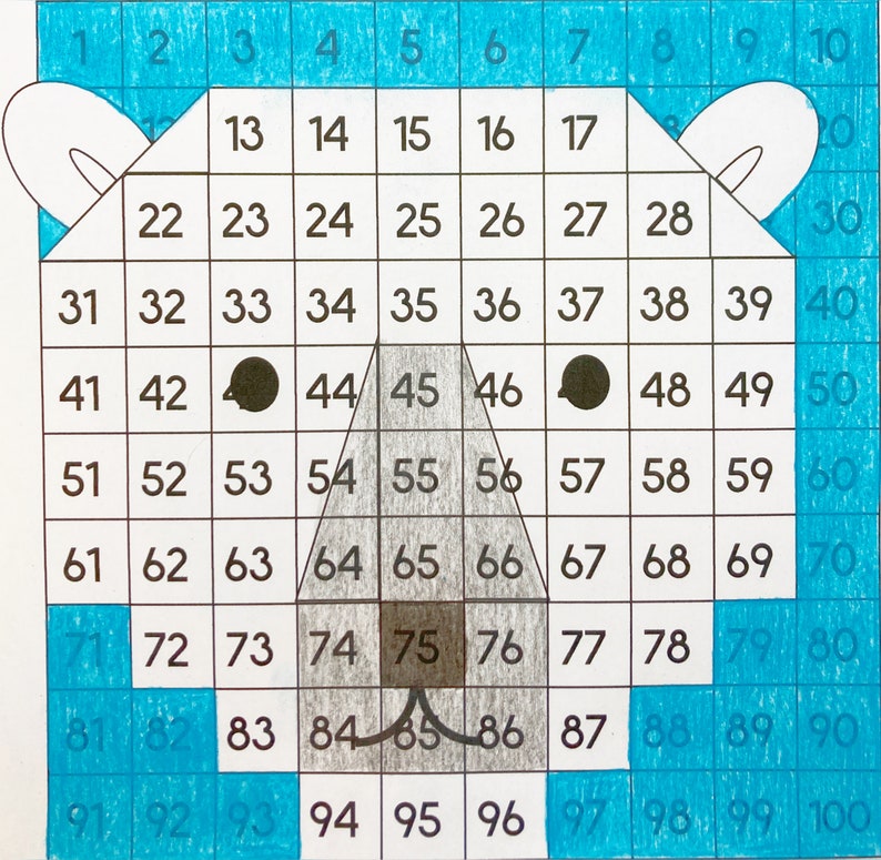 Bears 100s Chart | Hundreds Charts Panda Polar Brown and Black Bears - Etsy