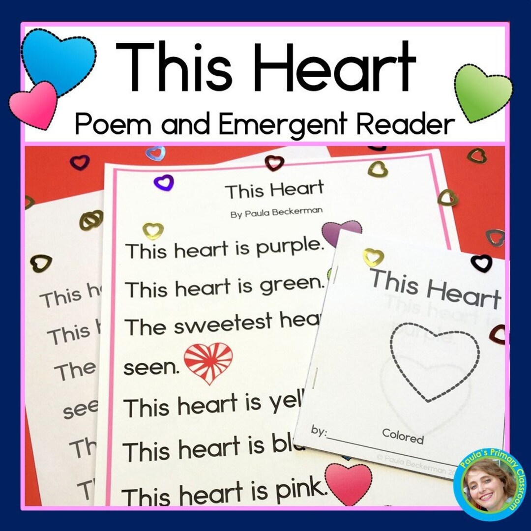 Valentines Day Emergent Reader and Poem | This Heart - Etsy