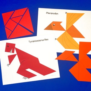 Dinosaurs Tangram Puzzles Printable 2D Shapes Math Center - Etsy