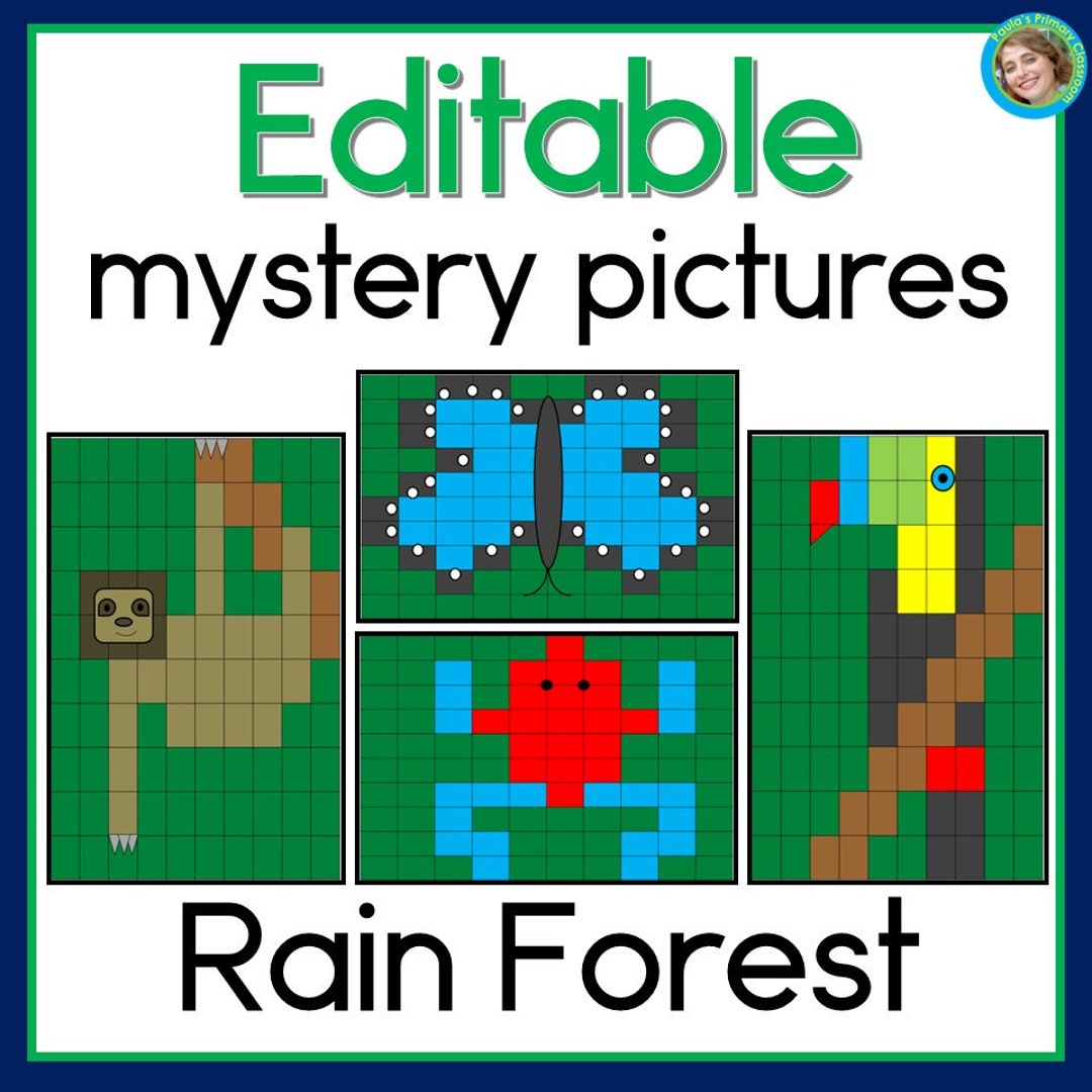 Editable Programmable Rain Forest Color by Code Mystery - Etsy