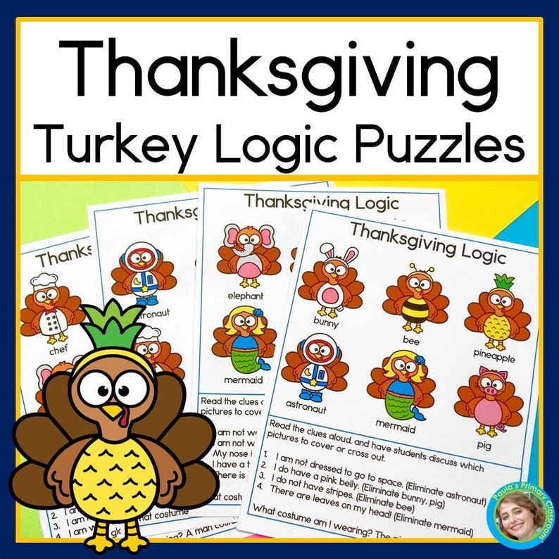 Thanksgiving Disguise a Turkey Math Logic Puzzles | Turkey in Disguise ...
