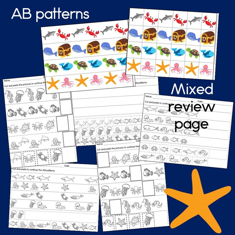 Ocean Animal Patterns Math Center With AB ABC and ABB Patterns - Etsy