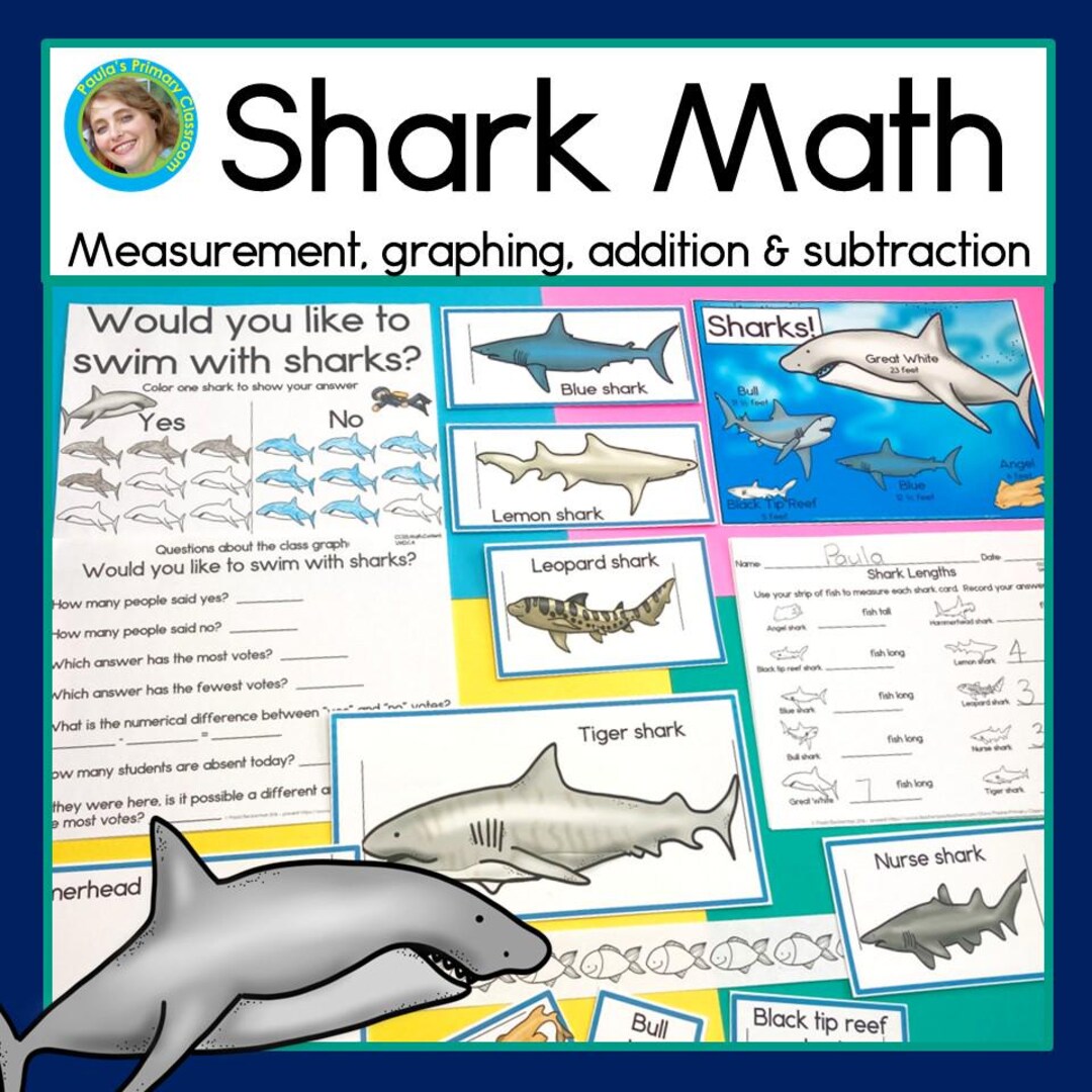 Shark Week Math Activities Addition & Subtraction Measurement Posters ...