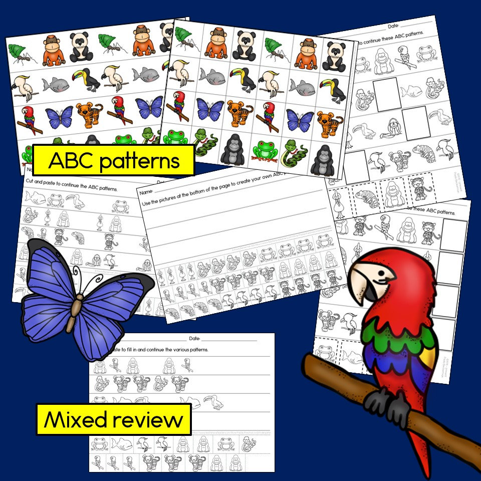 Rainforest Animal Patterns Math Centers With AB ABC and ABB Patterns - Etsy
