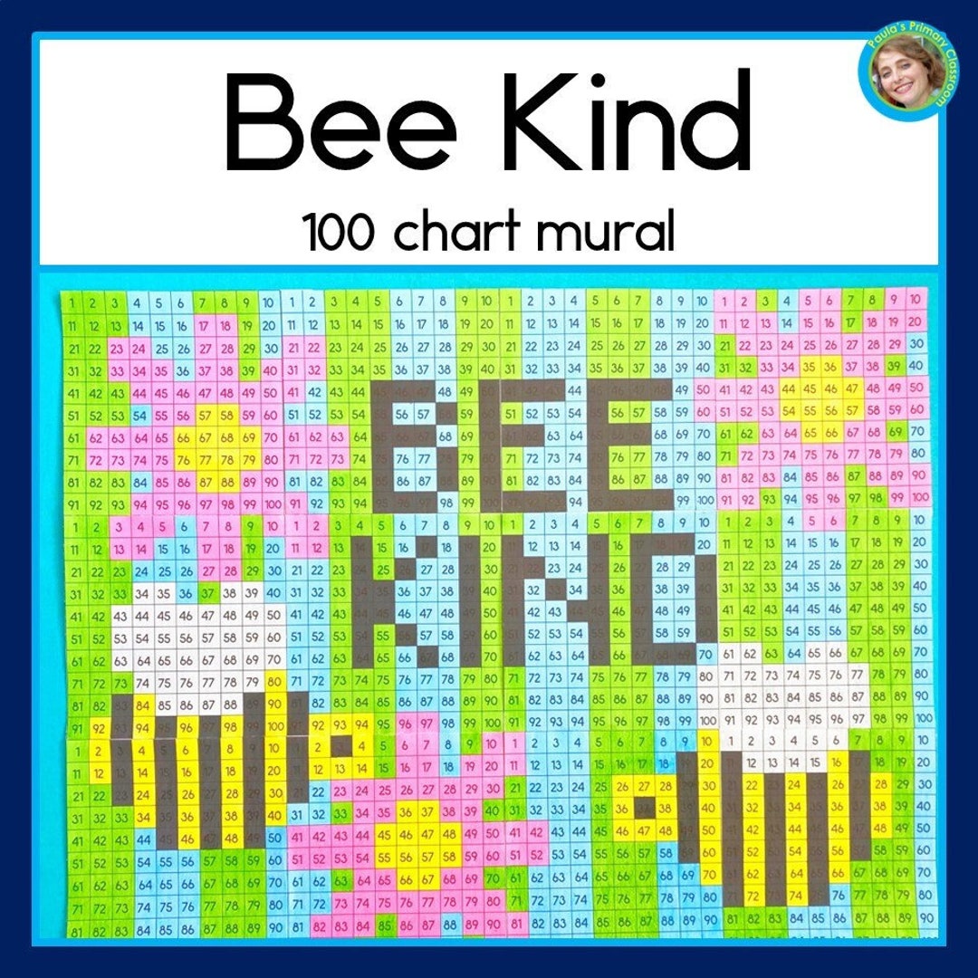 Be Kind | Kindness 100s Chart Mystery Picture Color by Number Mural ...