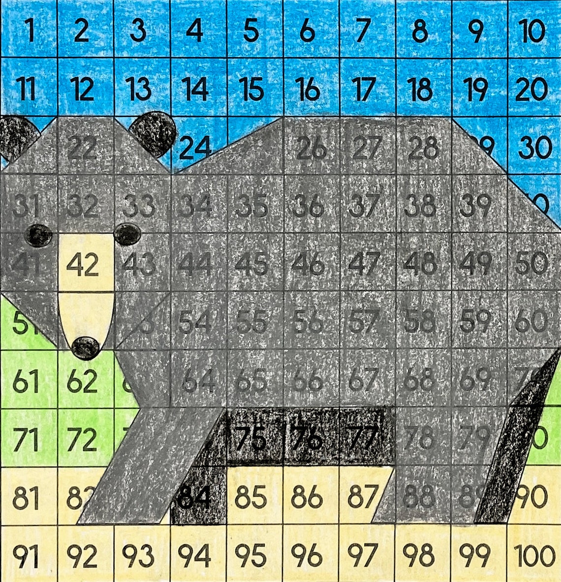 Bears 100s Chart | Hundreds Charts Panda Polar Brown and Black Bears - Etsy