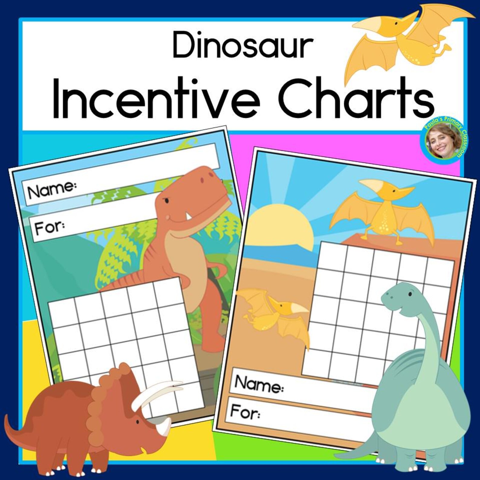 Incentive Charts Dinosaur Theme | Color and Blackline - Etsy