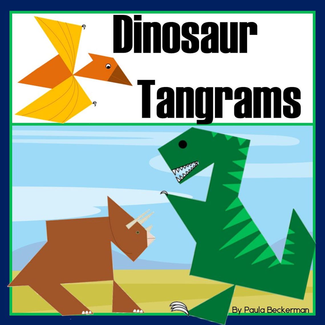 Dinosaurs Tangram Puzzles Printable | 2D Shapes Math Center | Tangrams ...