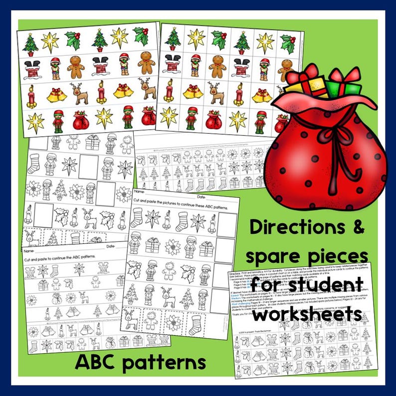 Christmas Lights Patterning Christmas Patterns Activities Cut & Paste ...