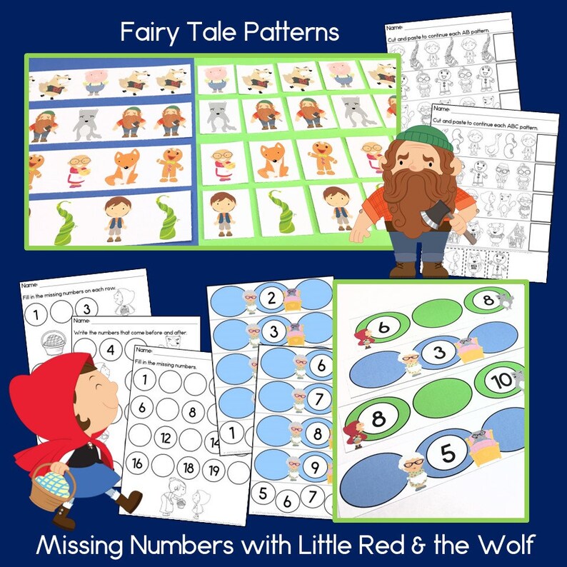 Fairy Tale Math Centers for Preschool Kindergarten | Numbers Counting ...
