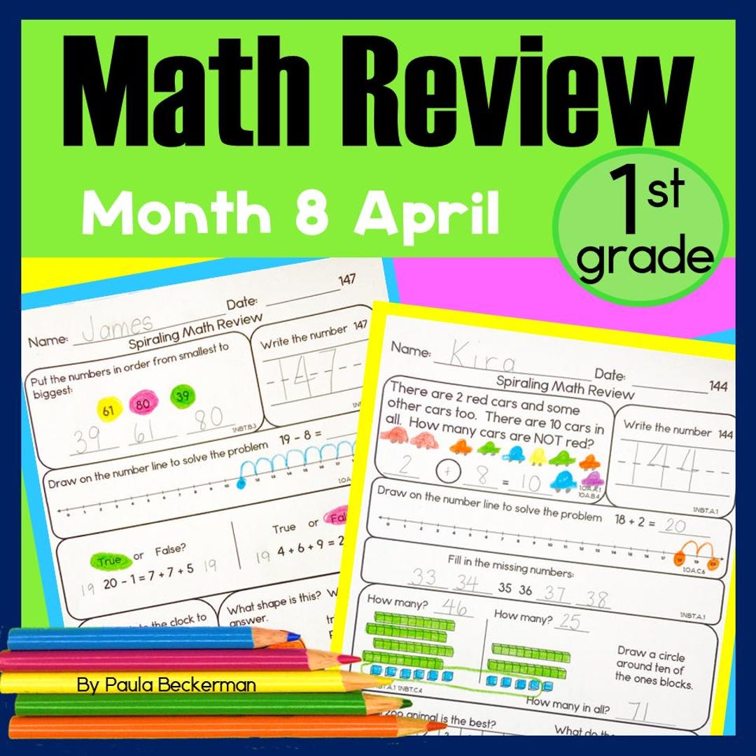 April Math Warm Ups 1st First Grade Daily Spiral Review Worksheets ...