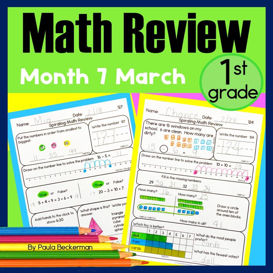 March Math Warm Ups 1st First Grade Daily Math Spiral Review Morning ...