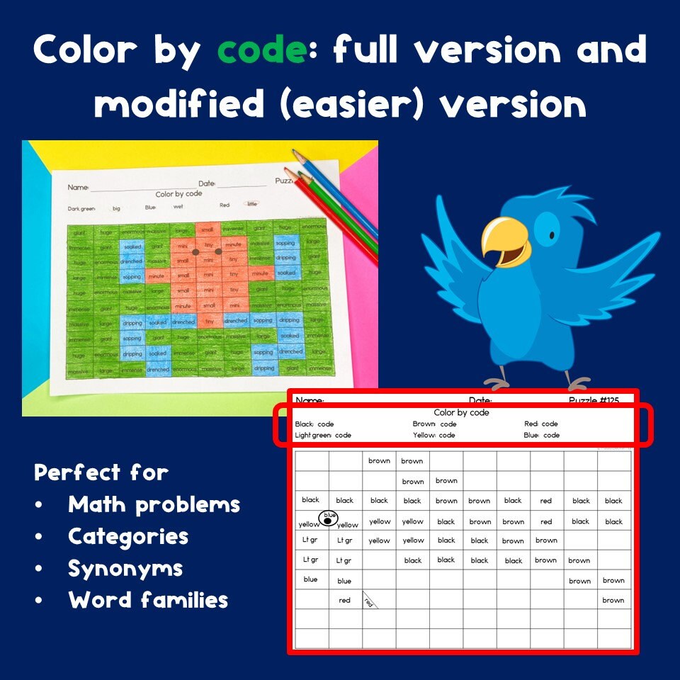 Editable Programmable Rain Forest Color by Code Mystery Pictures - Etsy