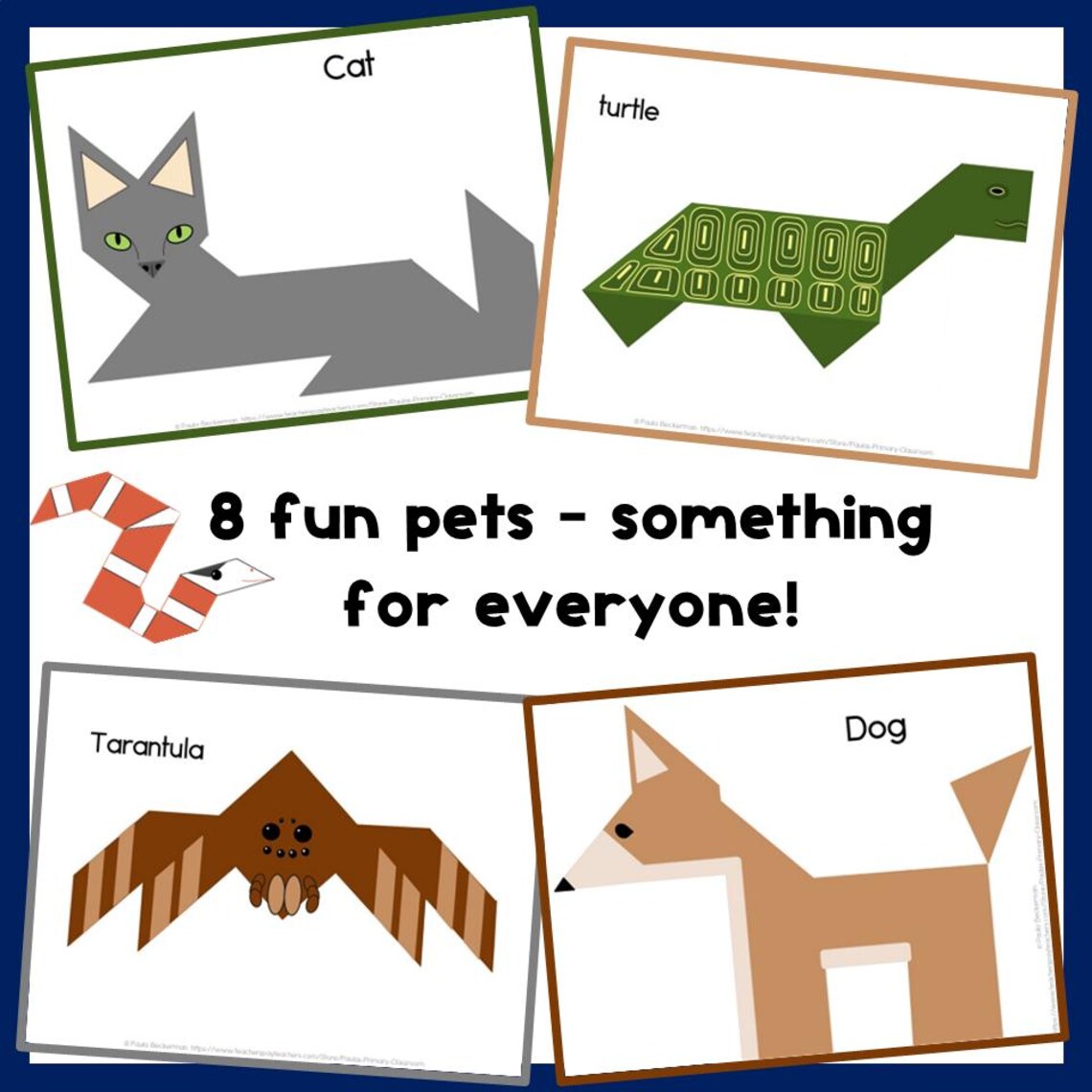 Pet Tangram Puzzles Printable | 2D Shapes Math Center | Tangrams - Etsy
