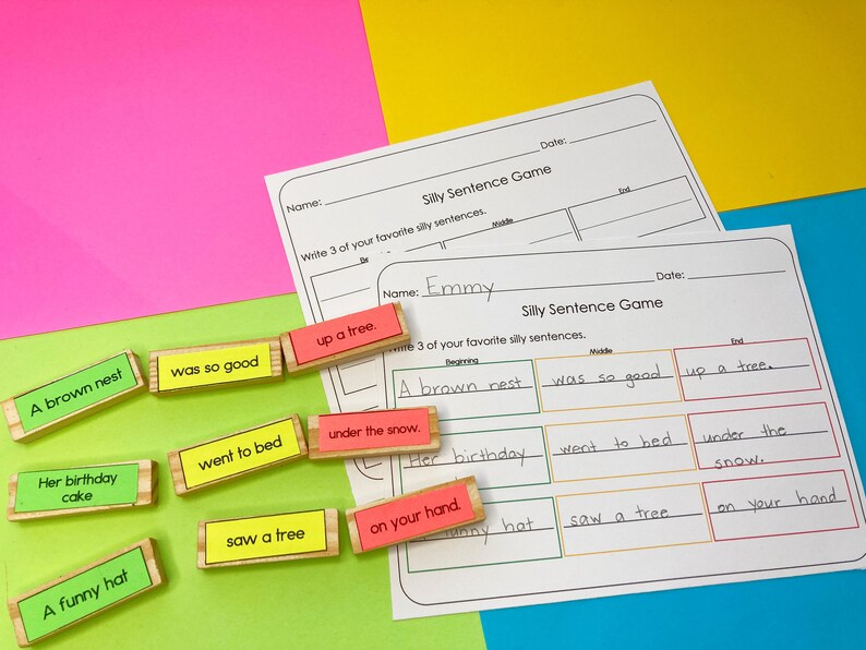 Silly Sentences Building Game for Tumbling Blocks - Etsy