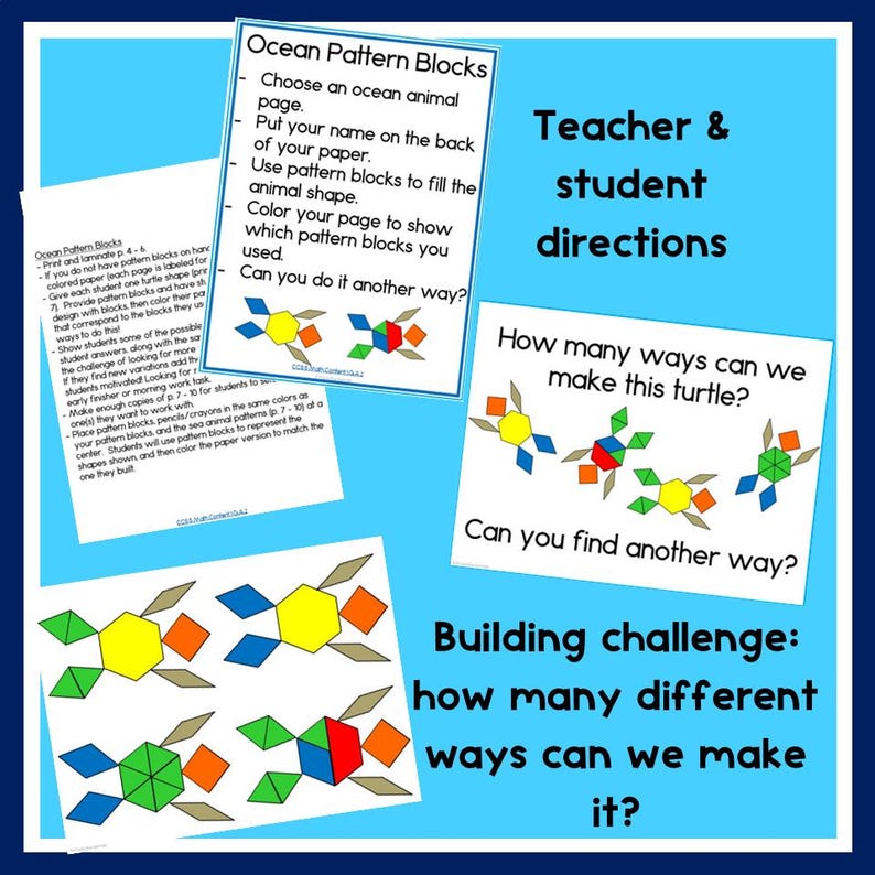 Ocean Pattern Block Mats | 2D Shape Puzzles | Problem Solving Critical ...