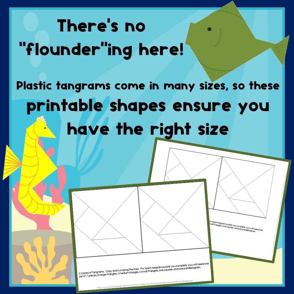 Ocean Tangram Puzzles Printable | 2D Shapes Math Center | Tangrams - Etsy