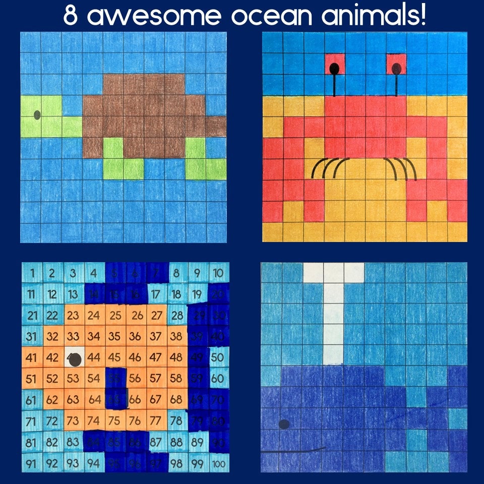 Ocean Animals 100s Chart Hundreds Charts 100 Chart Mystery Pictures - Etsy