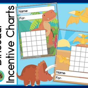 Incentive Charts Dinosaur Theme Color and Blackline - Etsy