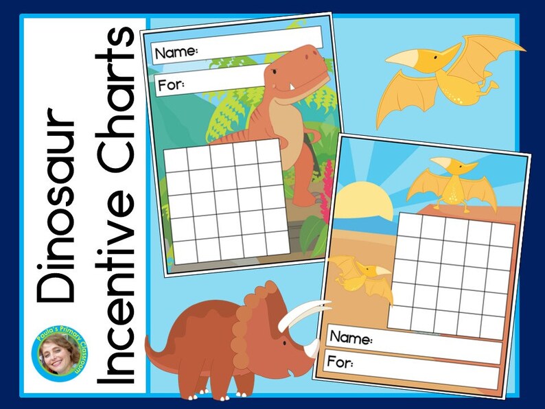 Incentive Charts Dinosaur Theme Color and Blackline - Etsy