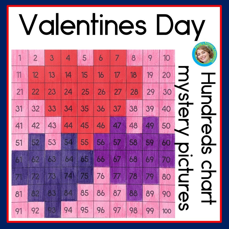 Valentines Day 100s Charts | Hundreds Chart | 100 Chart Mystery ...