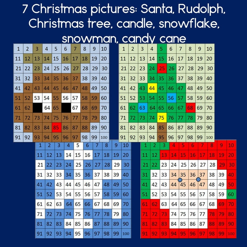 Winter Holidays Christmas 100s Chart Hundreds Chart 100 Charts - Etsy