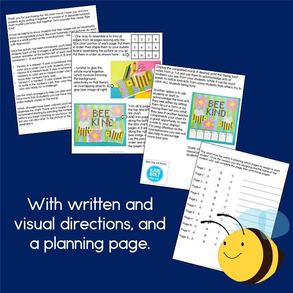 Be Kind Kindness 100s Chart Mystery Picture Mural Random Acts of ...