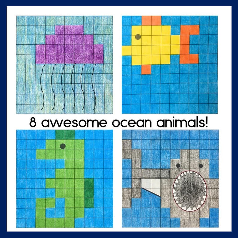 Ocean Animals 100s Chart: Color by Number Mystery Pictures (digital ...