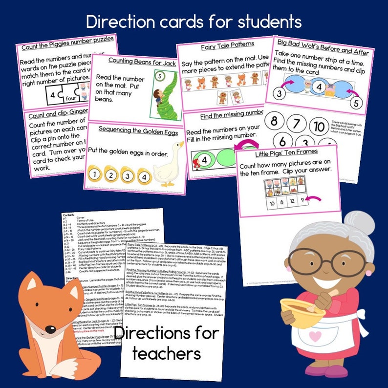 Fairy Tale Math Centers for Preschool Kindergarten | Numbers Counting ...