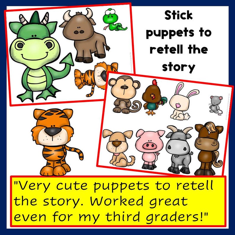 Chinese New Year Story Props: Zodiac Animal Puppets (digital Download ...