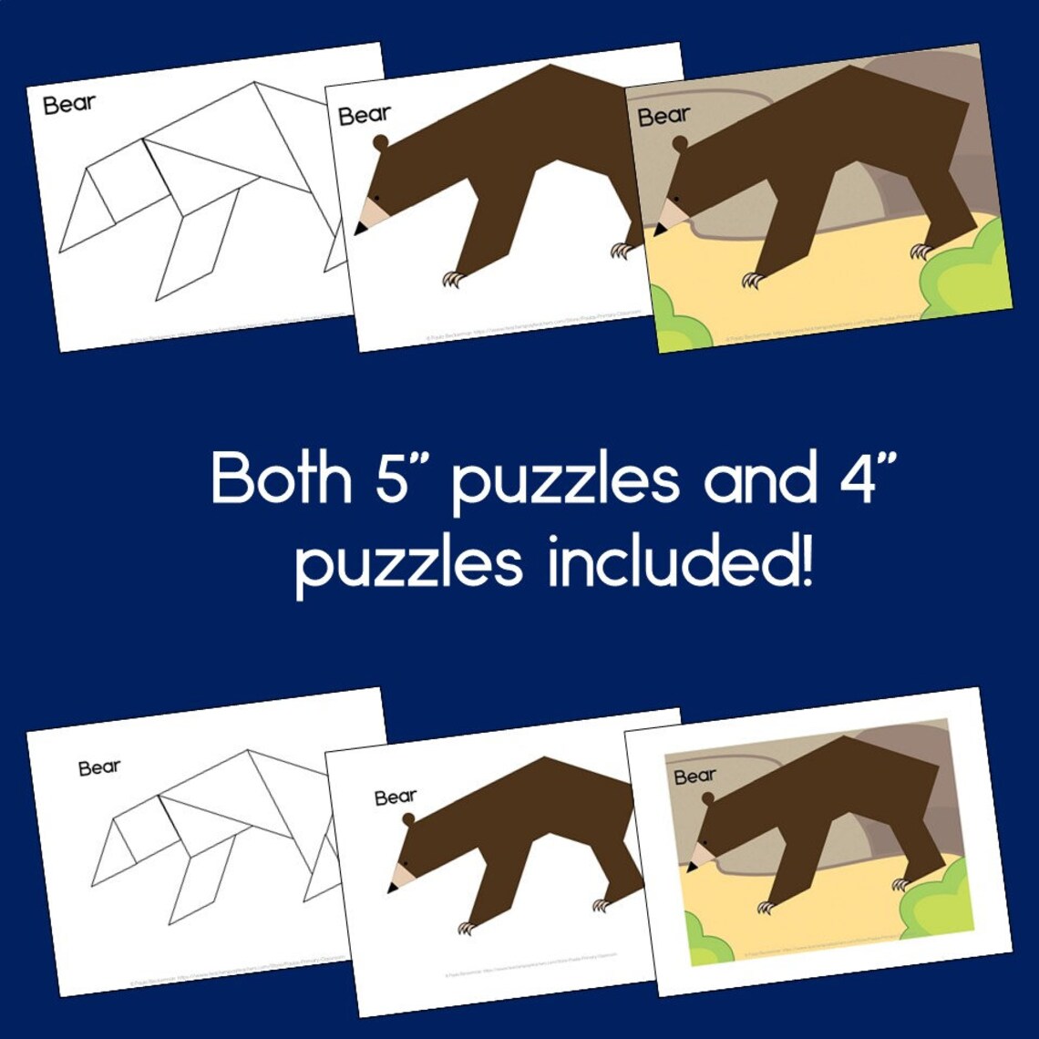Zoo Animal Tangram Puzzles 2D Shapes Math Center - Etsy