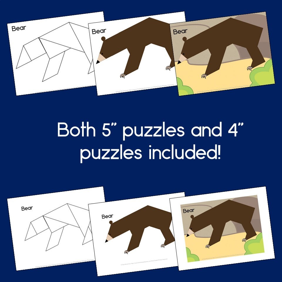 Zoo Animal Tangram Puzzles 2D Shapes Math Center - Etsy
