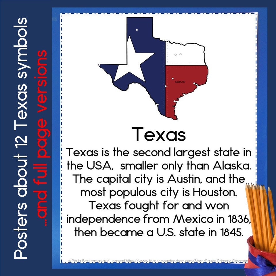 Texas State Symbols Bingo With Symbols of Texas Informational - Etsy
