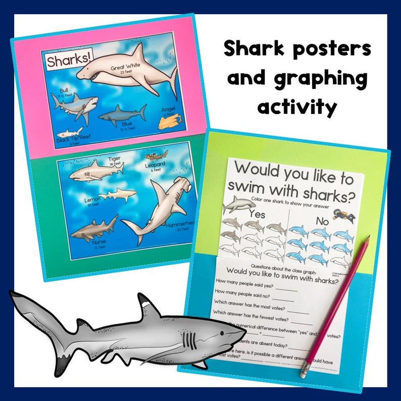 Shark Week Math Activities Addition & Subtraction Measurement Posters ...