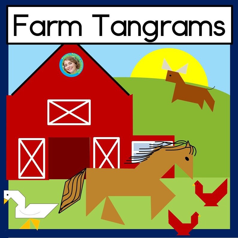 Farm Tangram Puzzles 2D Shapes Math Center Printable Tangrams - Etsy