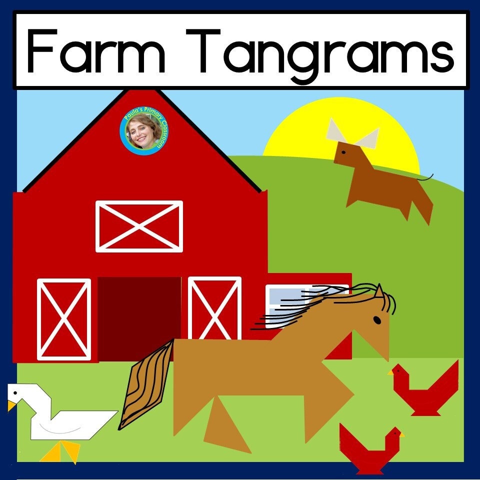 Farm Tangram Puzzles 2D Shapes Math Center Printable Tangrams - Etsy