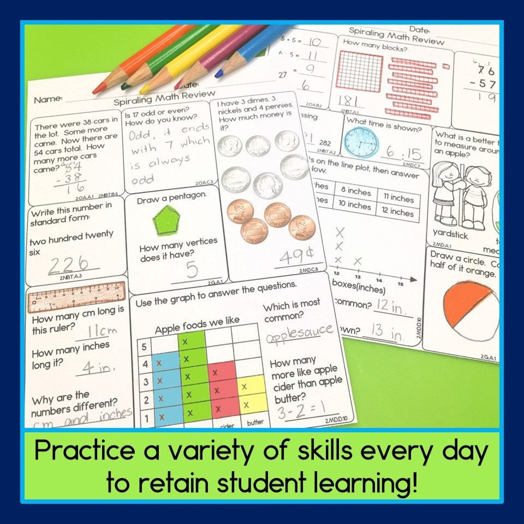 2nd Grade Math Spiral Review | Morning Work | Homework | Warm Ups Month ...