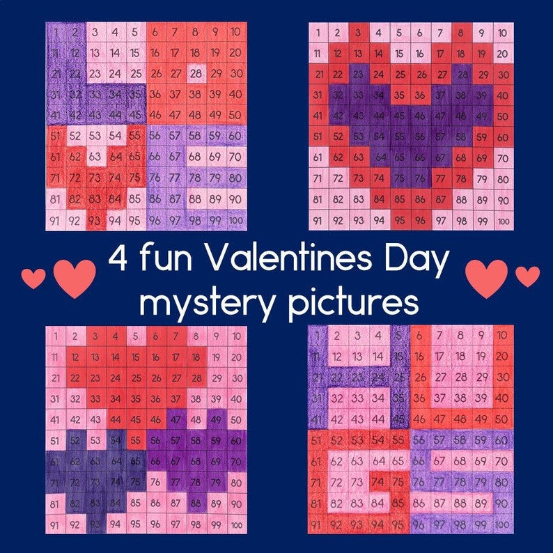Valentines Day 100s Charts Hundreds Chart 100 Chart Mystery Pictures - Etsy