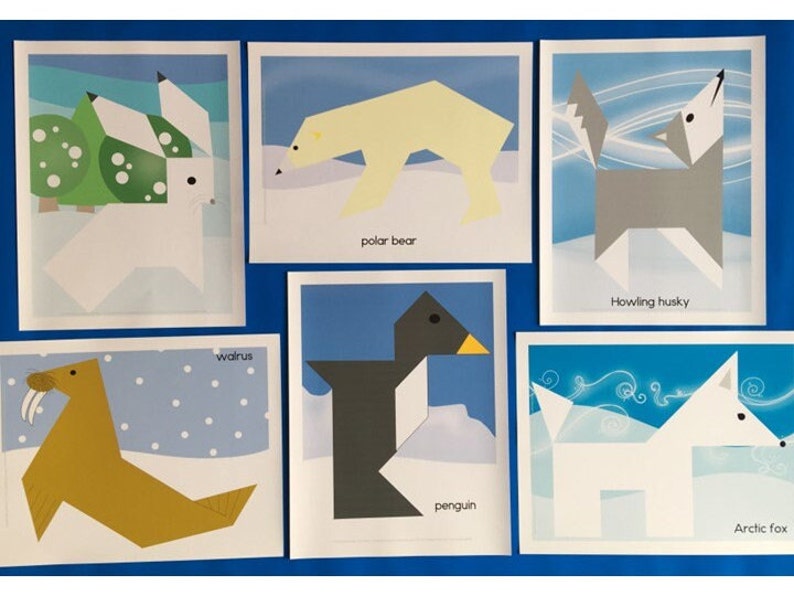 Polar Animal Tangram Puzzles Printable | 2D Shapes Math Center ...