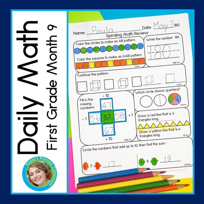 Math Spiral Review Daily Worksheets Morning Work Homework Month 9 - Etsy
