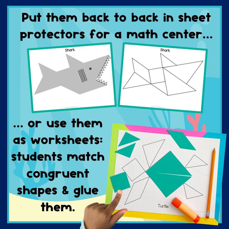 Ocean Tangram Puzzles Printable | 2D Shapes Math Center | Tangrams - Etsy