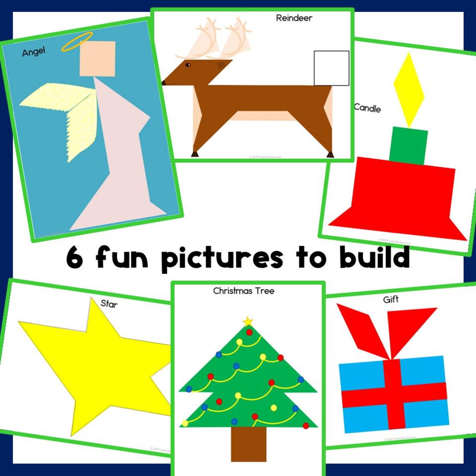 Christmas Tangram Puzzles | Printable Tangrams | 2D Shapes Math Center ...