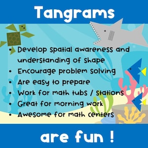 Ocean Tangram Puzzles Printable | 2D Shapes Math Center | Tangrams - Etsy