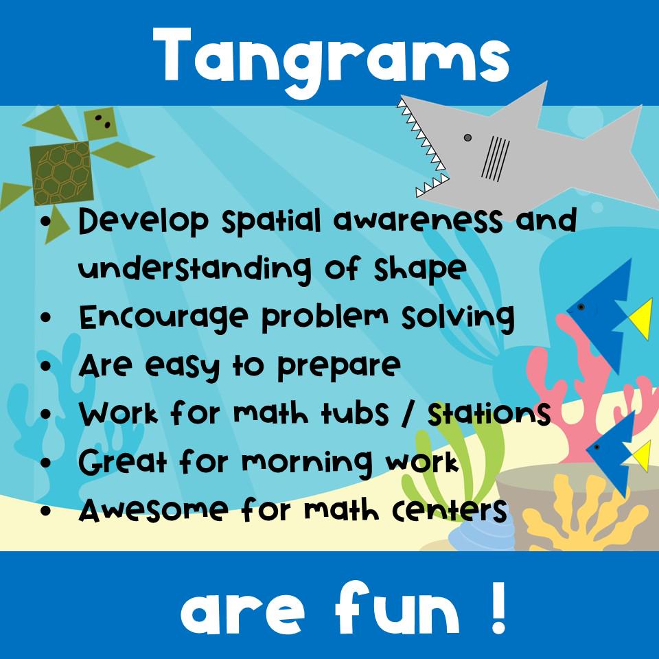 Ocean Tangram Puzzles Printable | 2D Shapes Math Center | Tangrams - Etsy