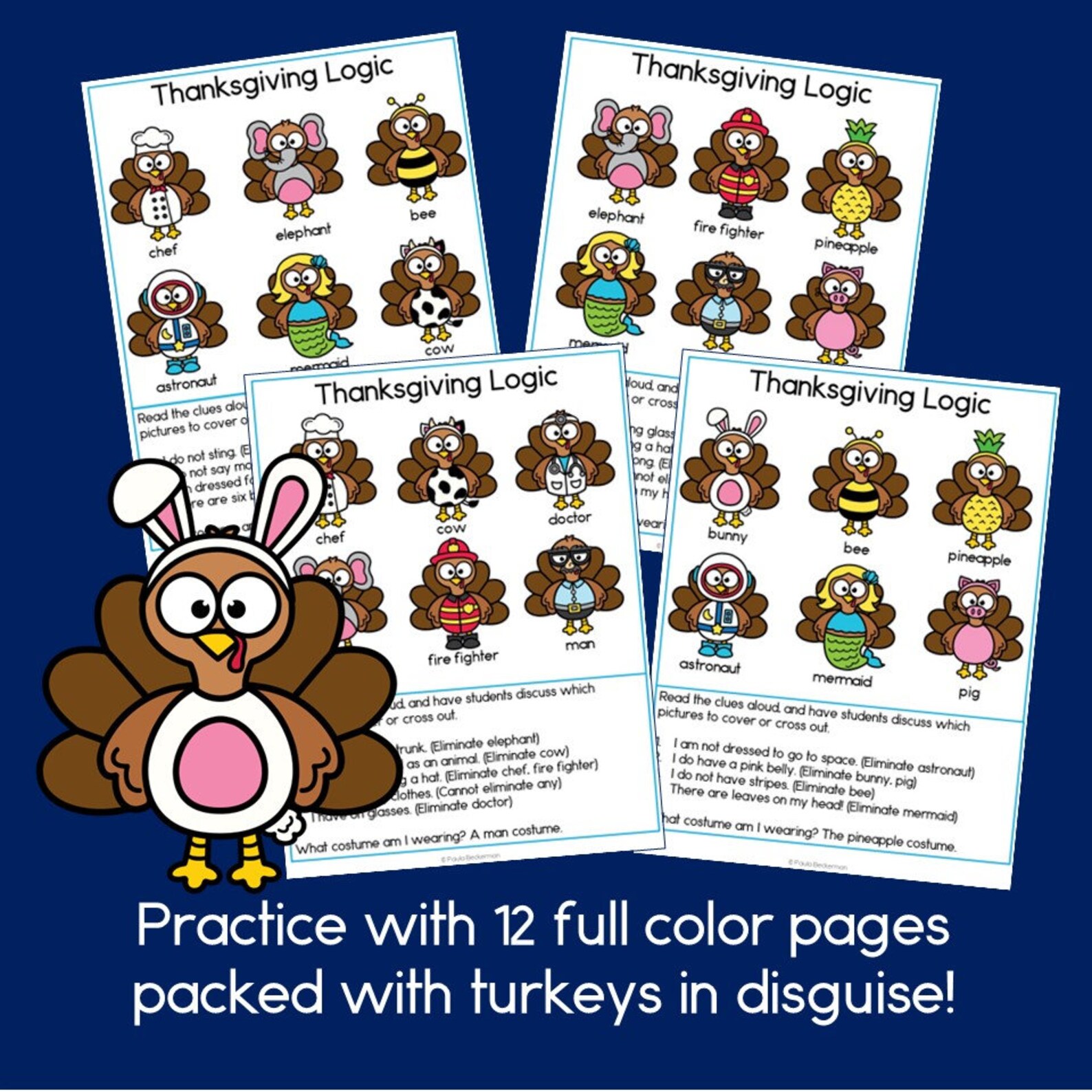 Thanksgiving Disguise a Turkey Math Logic Puzzles | Turkey in Disguise ...