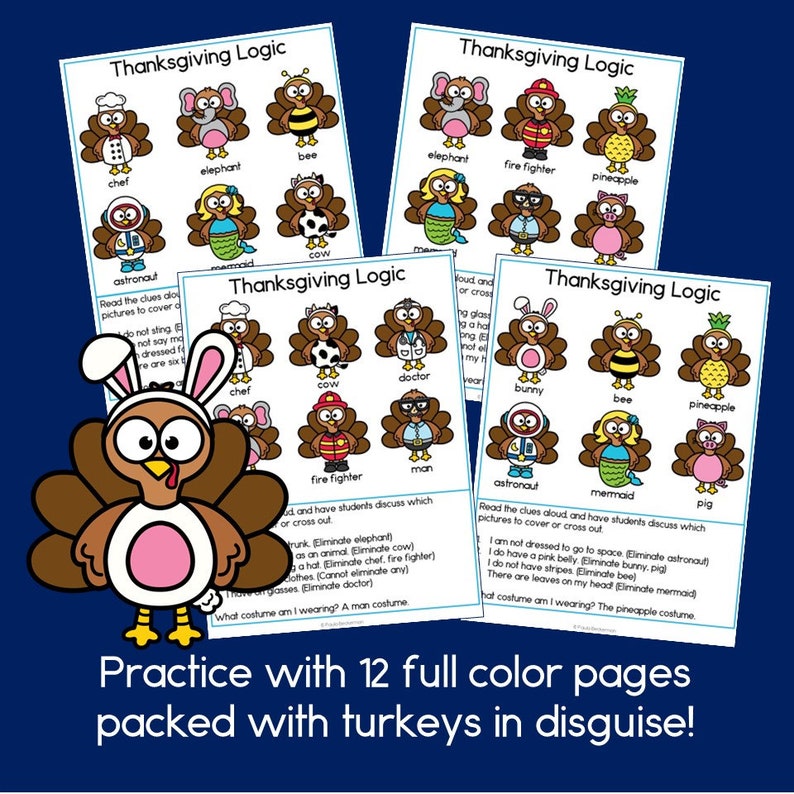Thanksgiving Disguise a Turkey Math Logic Puzzles | Turkey in Disguise ...