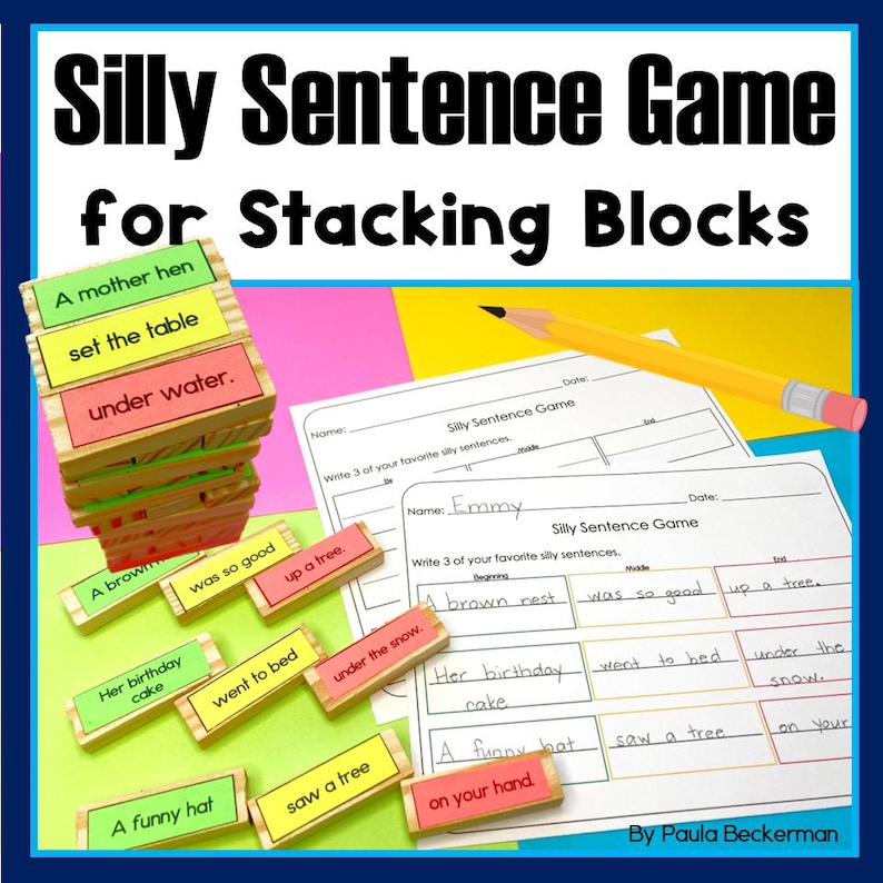 Silly Sentences Building Game for Tumbling Blocks - Etsy