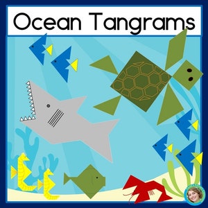 Ocean Tangram Puzzles Printable 2D Shapes Math Center - Etsy
